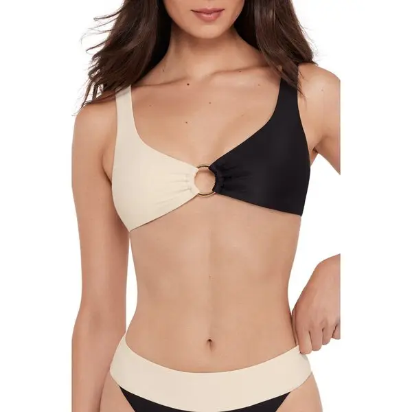 Steve Madden O-ring Bikini Top - Black/ivory
