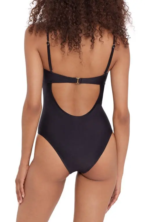 Steve Madden Open Back One-piece Swimsuit - Raven Black
