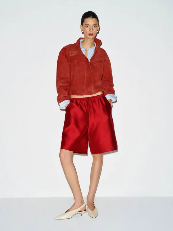 REFORMATION Veda Kendall Suede Jacket - Red