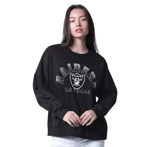 G-III 4HER BY CARL BANKS Las Vegas Raiders Oversized Feud Sweatshirt - Black