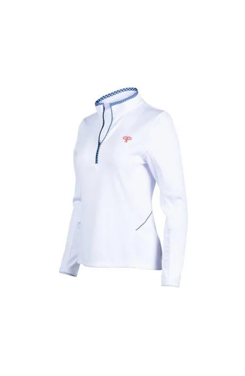 LOVE ALL 1/4 Zip Tracy Jacket Gingham - Blue