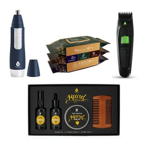 PURSONIC Full-range Grooming 4-piece Beard Care Set - Black
