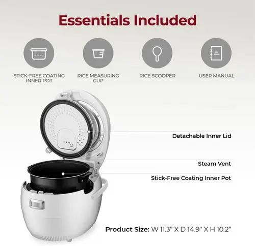 CUCKOO Rice Cooker With Nonstick Inner Pot Auto Clean
