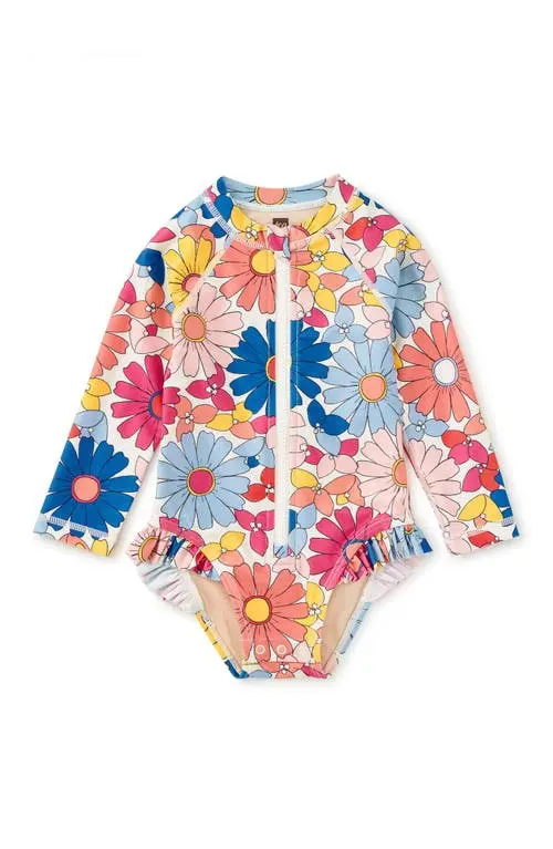 TEA COLLECTION Printed Rash Guard Swimsuit - Daisy Deluxe