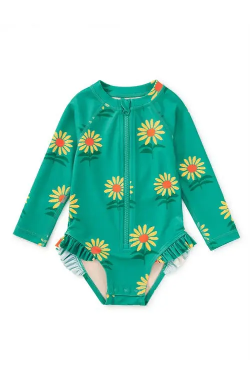 TEA COLLECTION Printed Rash Guard Swimsuit - Sunflowers