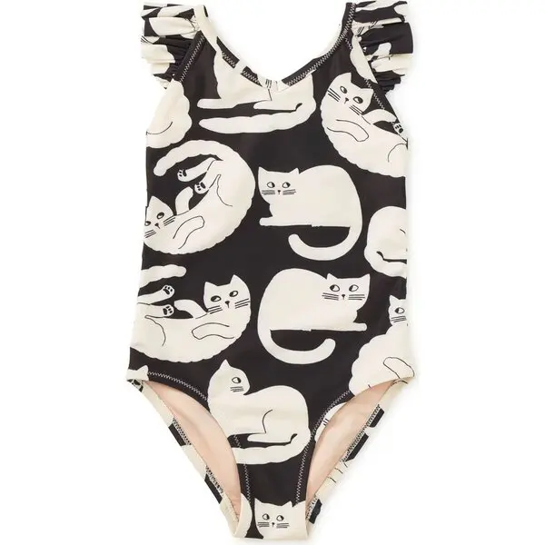 TEA COLLECTION Printed One-piece Swimsuit - Curious Cats