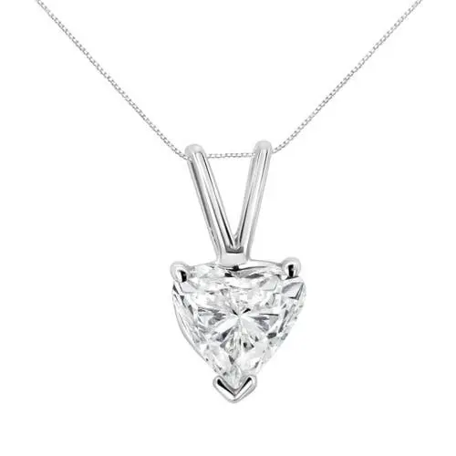HAUS OF BRILLIANCE 14k Gold 3/8 Cttw Heart-shaped Diamond Solitaire Pendant Necklace - White