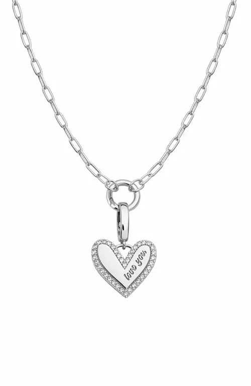 HOLLYWOOD SENSATION Elena "love You" Heart Necklace - Silver