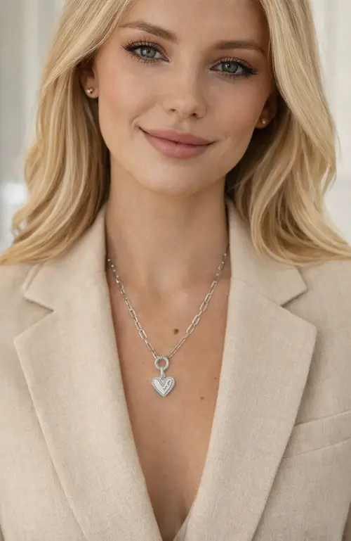 DLORIA Elena "love You" Heart Necklace - Silver
