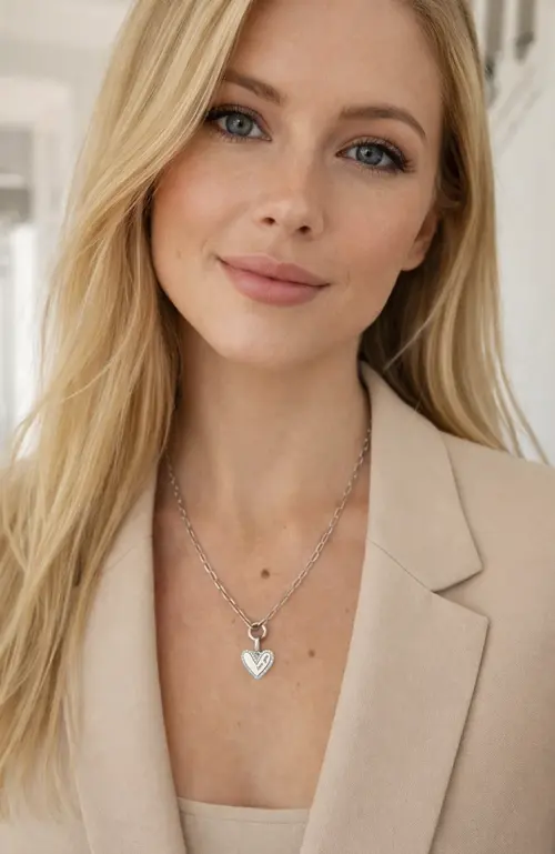 DLORIA Elena "love You" Heart Necklace - Silver