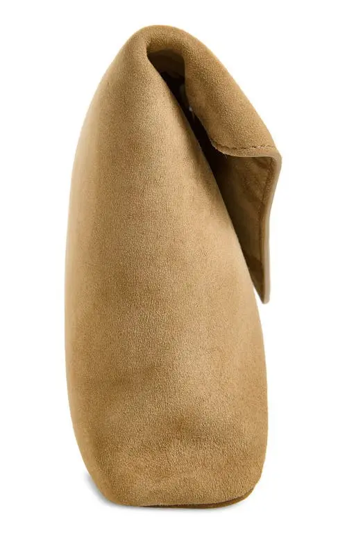Saint Laurent Large Cassandre Suede Envelope Clutch - Light Cumin