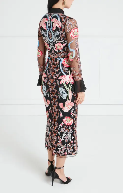 TEMPERLEY LONDON Bilbao Tie Midi Dress - Black