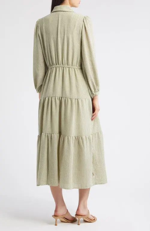 Julia Jordan Stripe Bracelet Sleeve Button-up Shirtdress