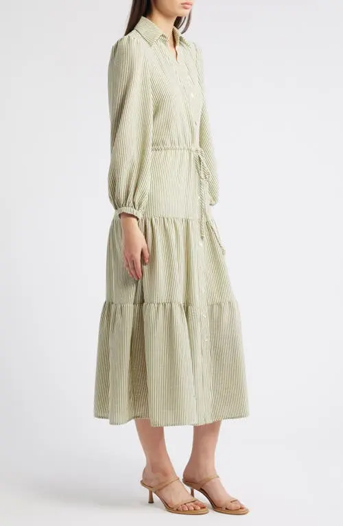 Julia Jordan Stripe Bracelet Sleeve Button-up Shirtdress