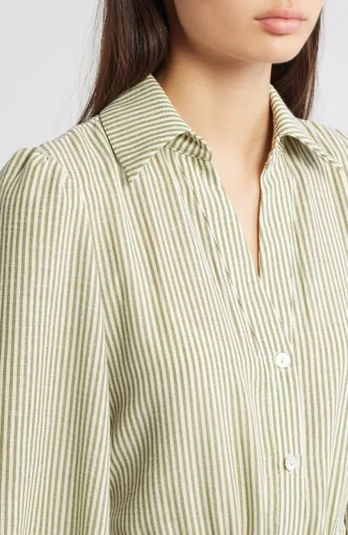 Julia Jordan Stripe Bracelet Sleeve Button-up Shirtdress