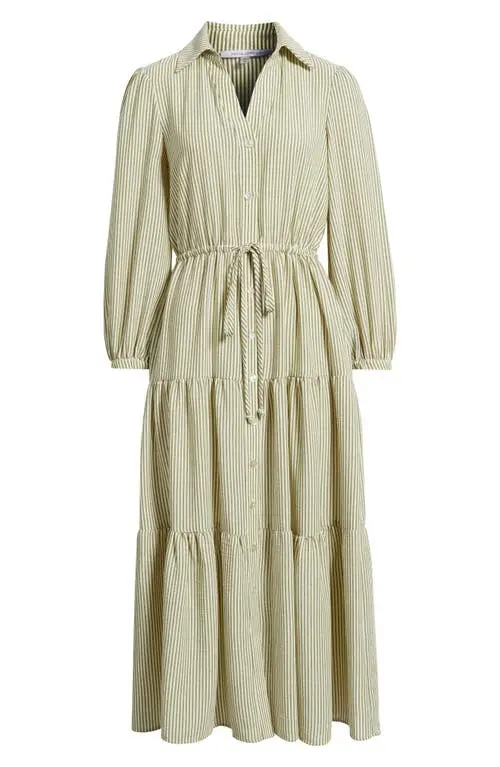 Julia Jordan Stripe Bracelet Sleeve Button-up Shirtdress