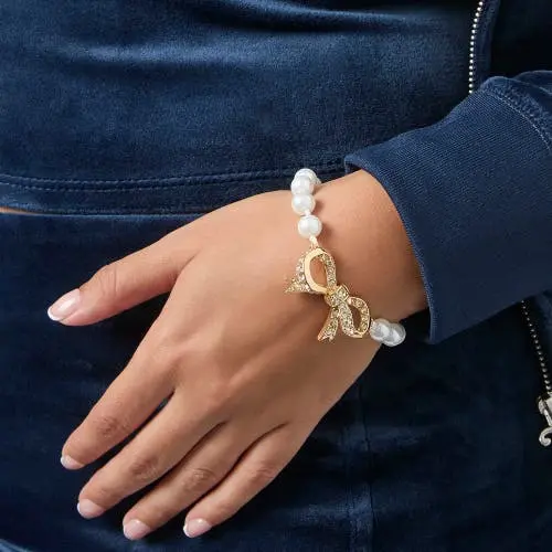 Juicy Couture Pearl Bracelet With Pave Bow