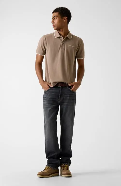 Guess Logo Embroidered Tipped Polo - Light Brown