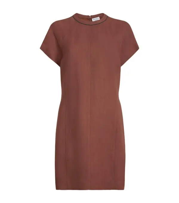 Brunello Cucinelli Twill Mini Dress With Monili Detailing - Red