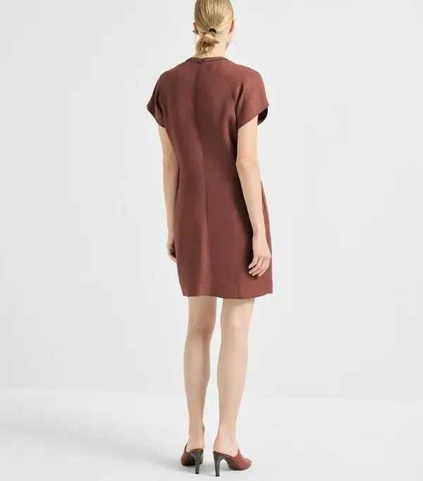 Brunello Cucinelli Twill Mini Dress With Monili Detailing - Red