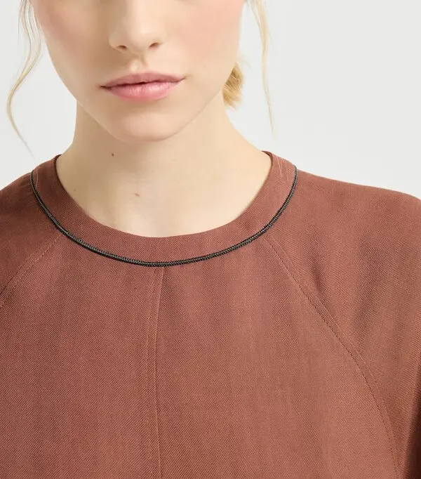 Brunello Cucinelli Twill Mini Dress With Monili Detailing - Red