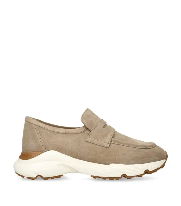 TOD'S Suede Sport 54 Loafers - Beige