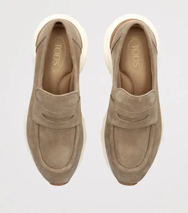 TOD'S Suede Sport 54 Loafers - Beige