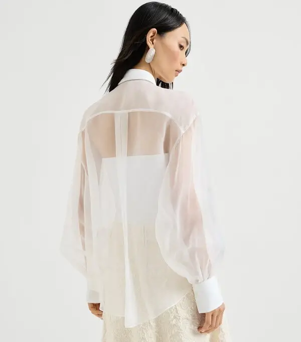 Brunello Cucinelli Crispy Silk Shirt - White