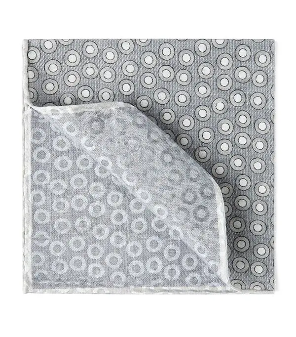 Brunello Cucinelli Silk Polka-dot Pocket Square - Grey