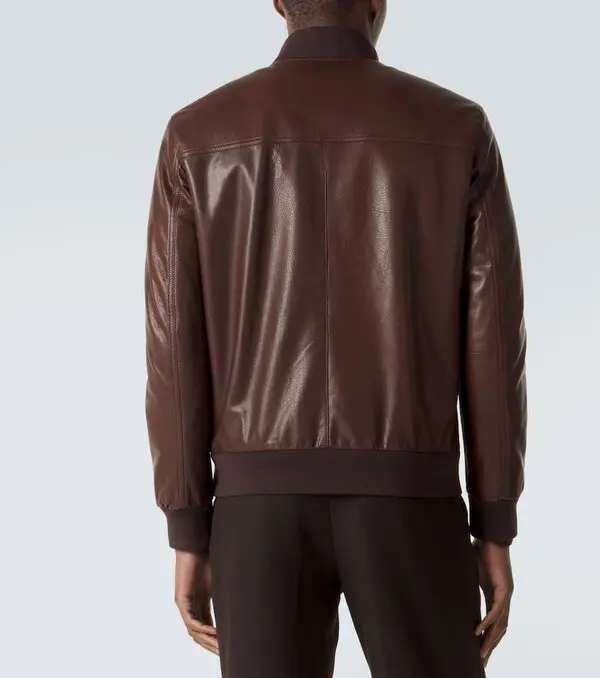 Brioni Leather Bomber Jacket
