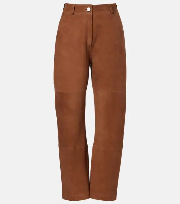 RÓHE Suede Barrel-leg Pants - Brown