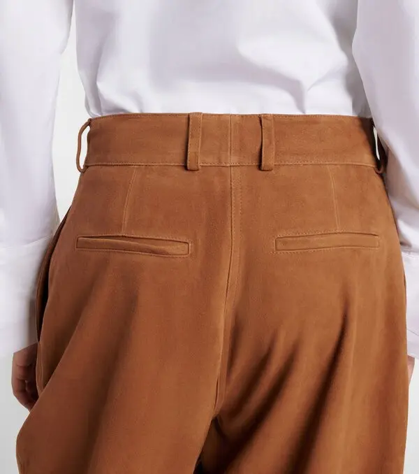 RÓHE Suede Barrel-leg Pants - Brown
