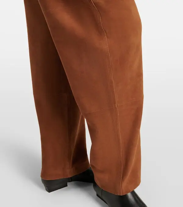 RÓHE Suede Barrel-leg Pants - Brown
