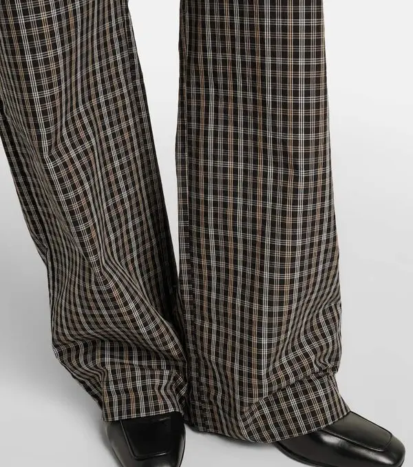 RÓHE Checked Cotton Wide-leg Trousers