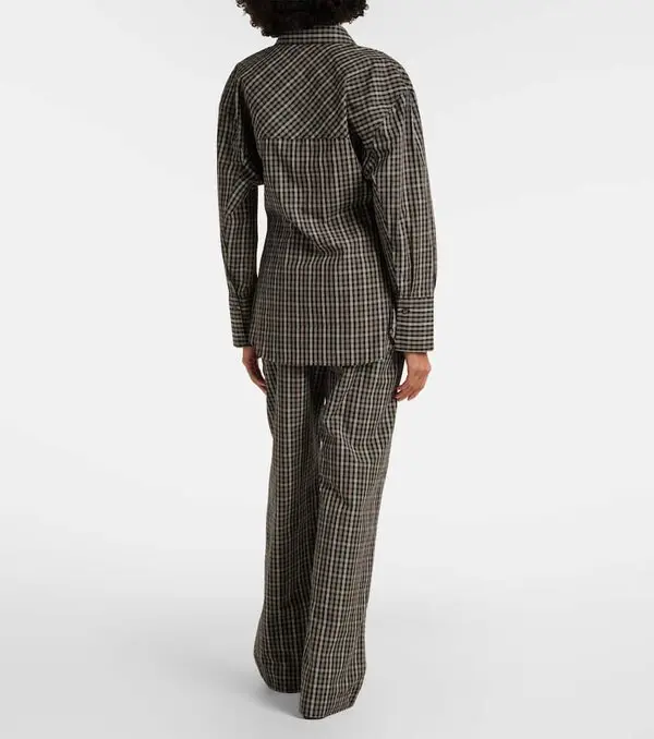 RÓHE Checked Cotton Wide-leg Trousers