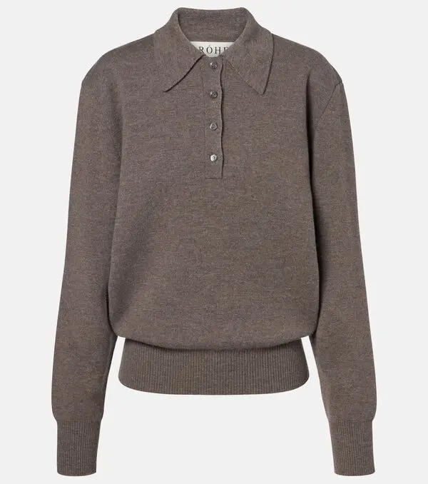 RÓHE Wool And Cashmere Polo Sweater - Grey