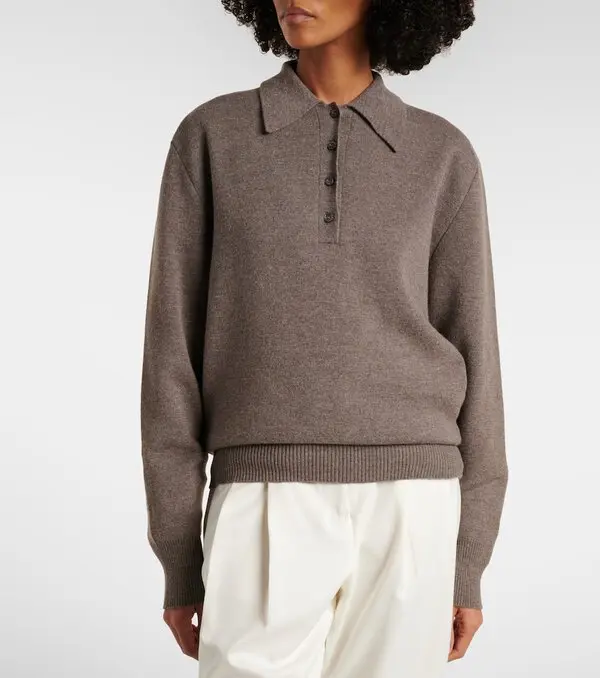 RÓHE Wool And Cashmere Polo Sweater - Grey