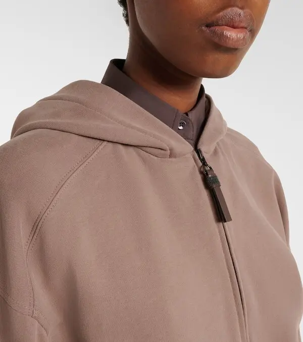 Brunello Cucinelli Cotton Jersey Zip-up Hoodie - Brown