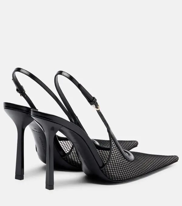 Victoria Beckham Leather-trimmed Mesh Slingback Pumps