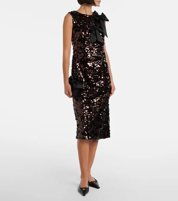 GANNI Bow-detailed Sequined Midi Dress