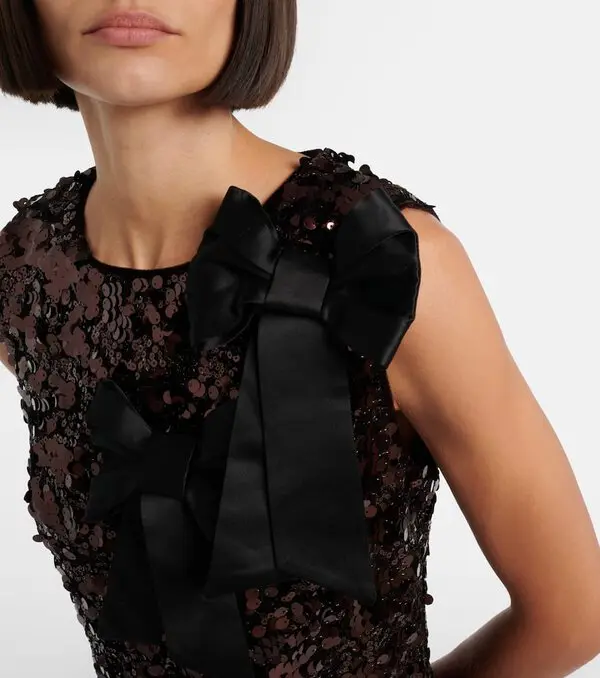 GANNI Bow-detailed Sequined Midi Dress