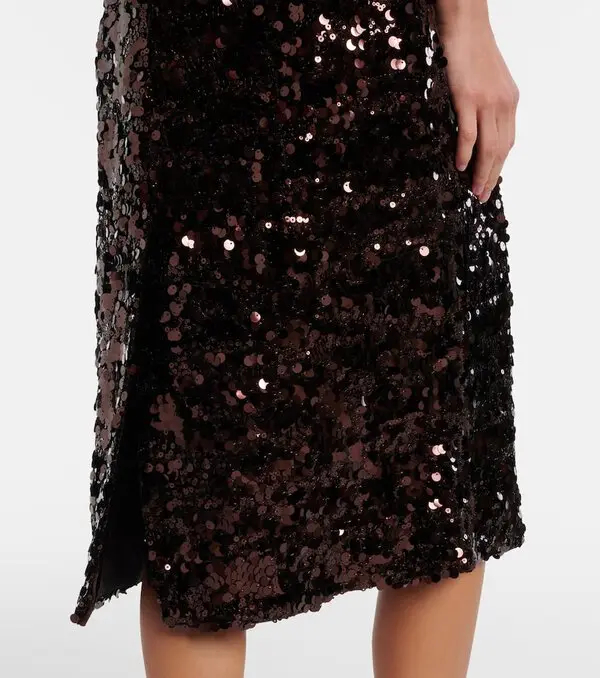 GANNI Bow-detailed Sequined Midi Dress