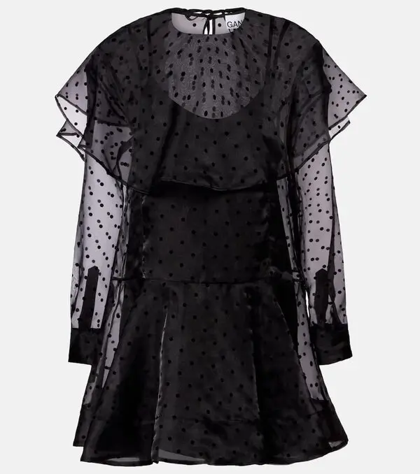 GANNI Polka-dot Organza Minidress