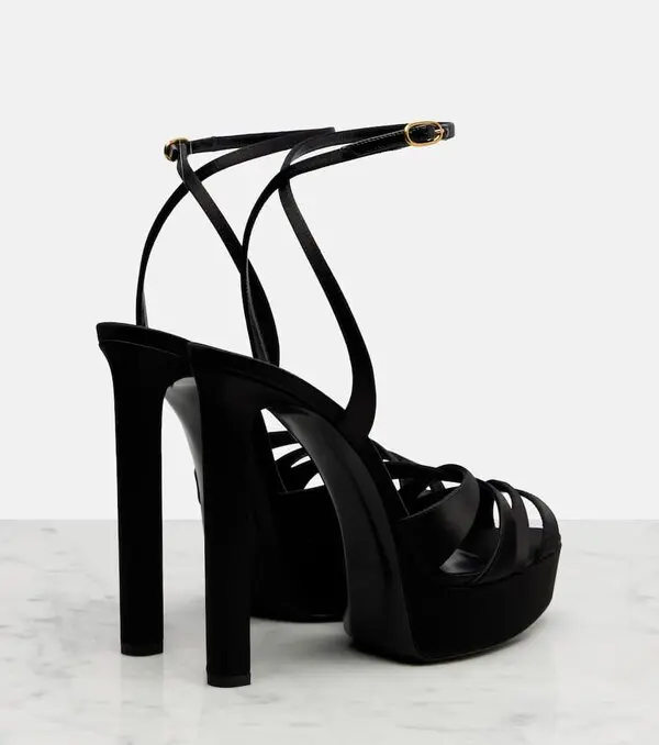 Saint Laurent Chandelle Crepe Satin Sandals - Black