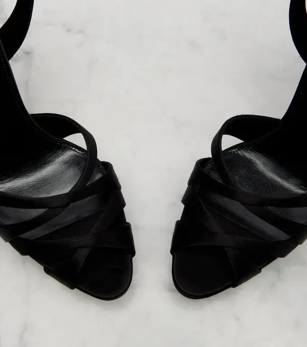 Saint Laurent Chandelle Crepe Satin Sandals - Black