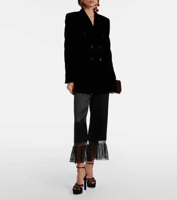Saint Laurent Chandelle Crepe Satin Sandals - Black