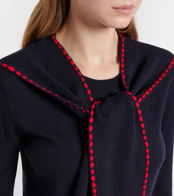 Loewe Scarf-detail Wool Sweater - Blue