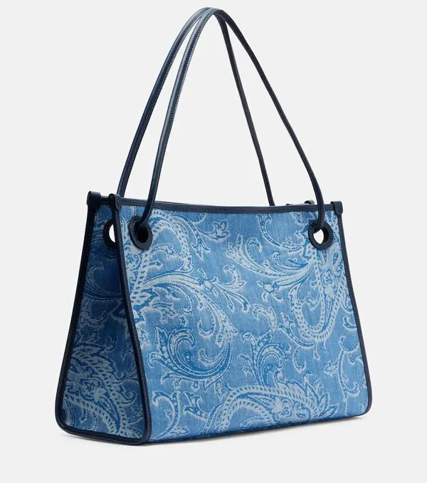 Etro Eyes Medium Denim Jacquard Tote