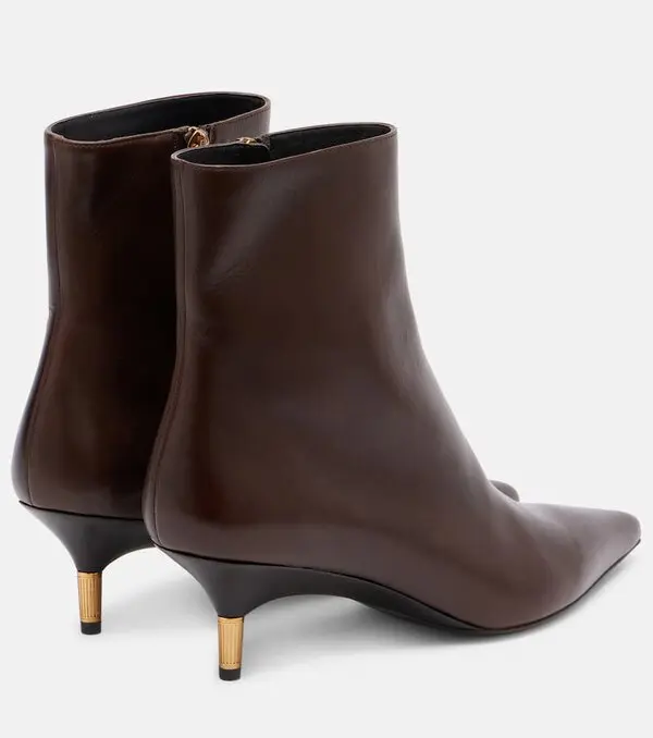 Khaite Bella 55 Leather Ankle Boots - Brown