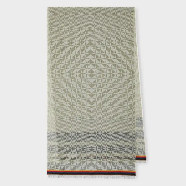 Paul Smith Khaki 'optical Diamond' Cotton-modal Scarf - Green